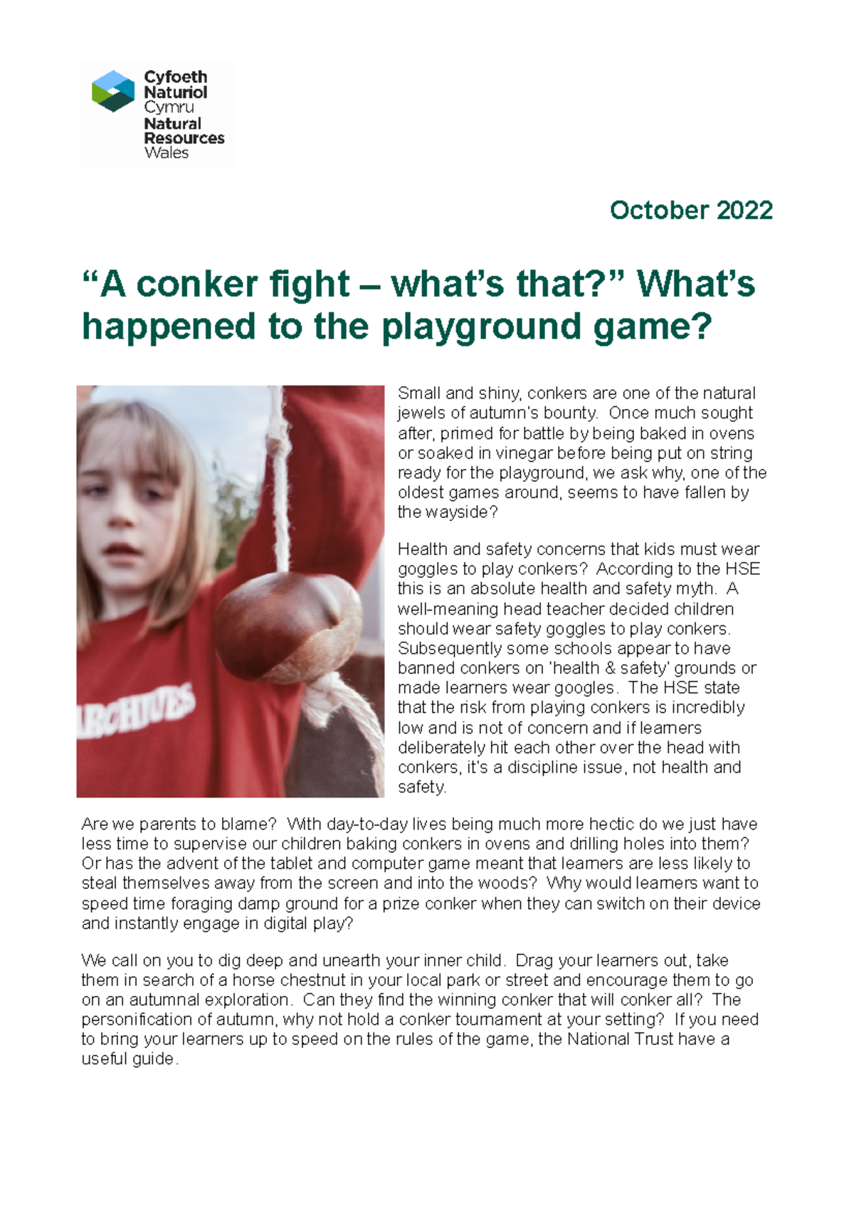 22 10 conker fights - Essay. - October 2022 “A conker fight – what’s ...