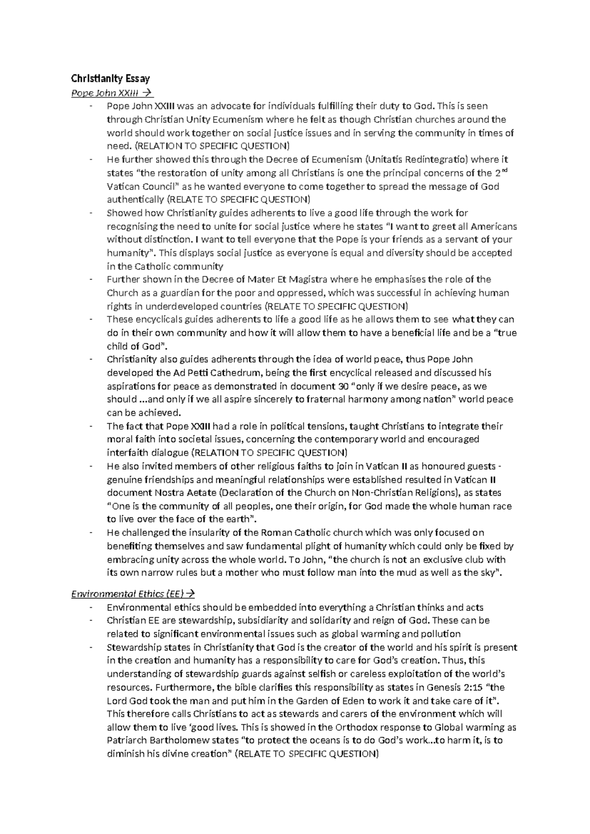Christianity Essay - sor - Christianity Essay Pope John XXIII - Pope ...