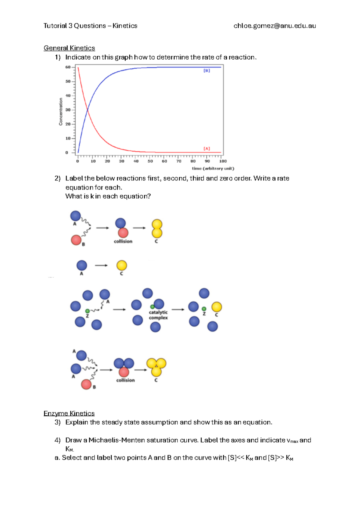 Tutorial Questions - Tutorial 3 Questions – Kinetics chloe@anu.edu ...