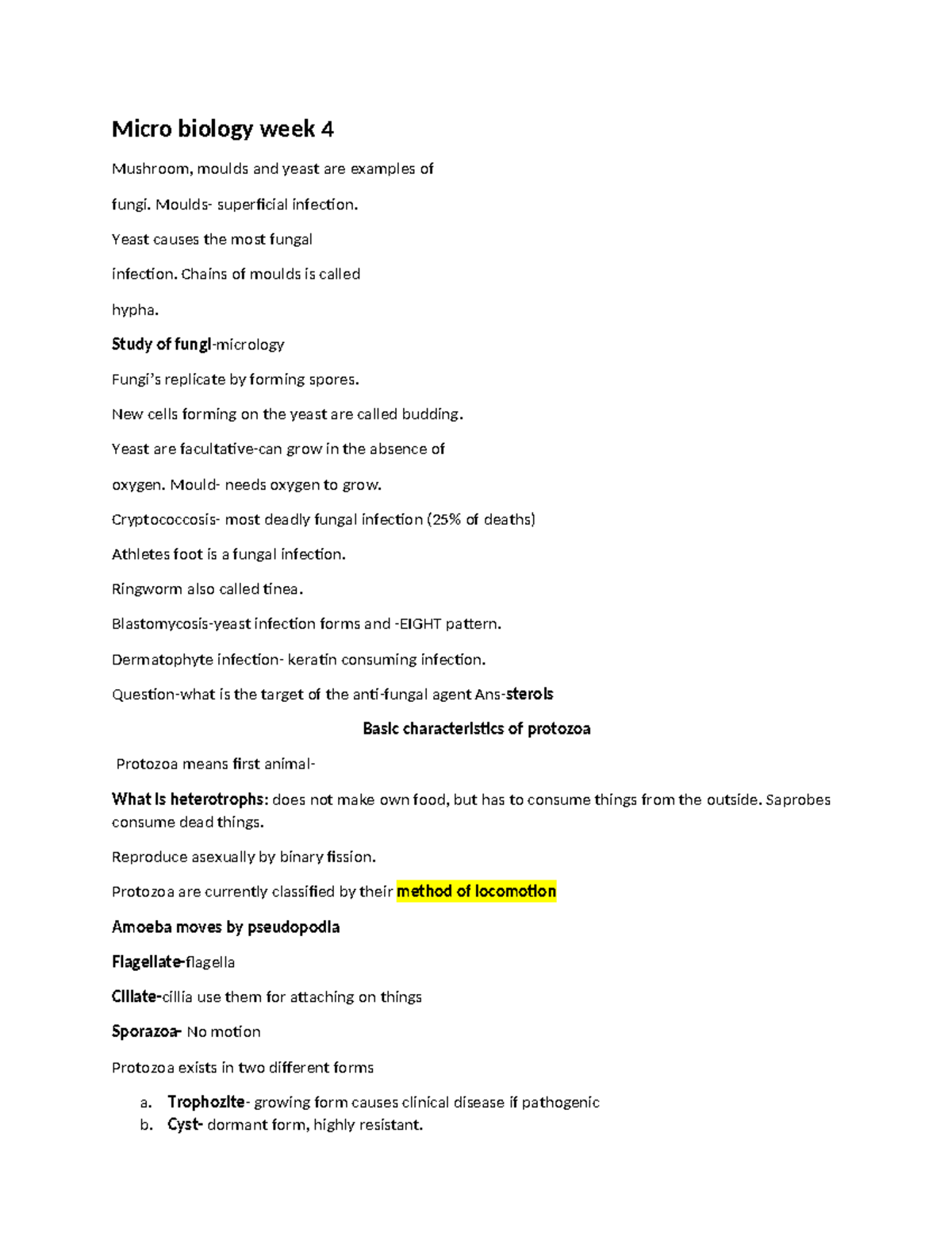 Notes for bscn 2030 and micro review - Micro biology week 4 Mushroom ...