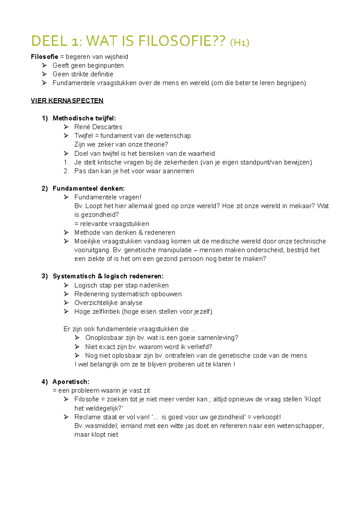 Ss deel 1 Wat is filosofie - DEEL 1: WAT IS FILOSOFIE?? (H1) Filosofie ...