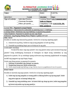 LAS LS1 Mga Pananda, Patalastas, Babala at Paalala - ALTERNATIVE ...