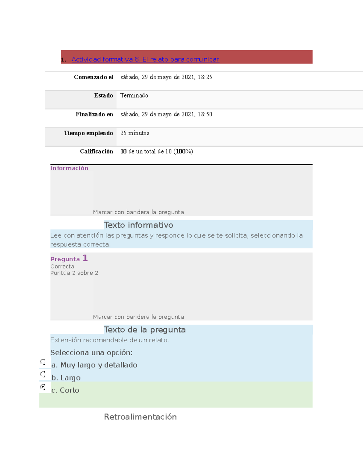 513268784 Actividad formativa 6 - 1. Actividad formativa 6. El relato para comunicar Comenzado ...