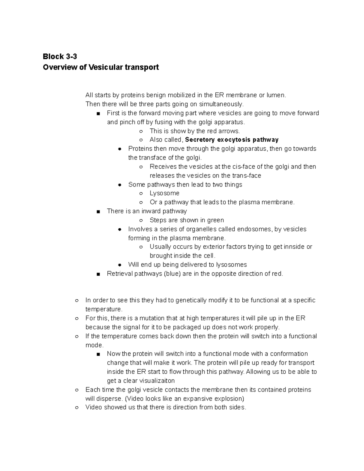 CBNS 101 week 3 -lecture 3 - Block 3- Overview of Vesicular transport ...