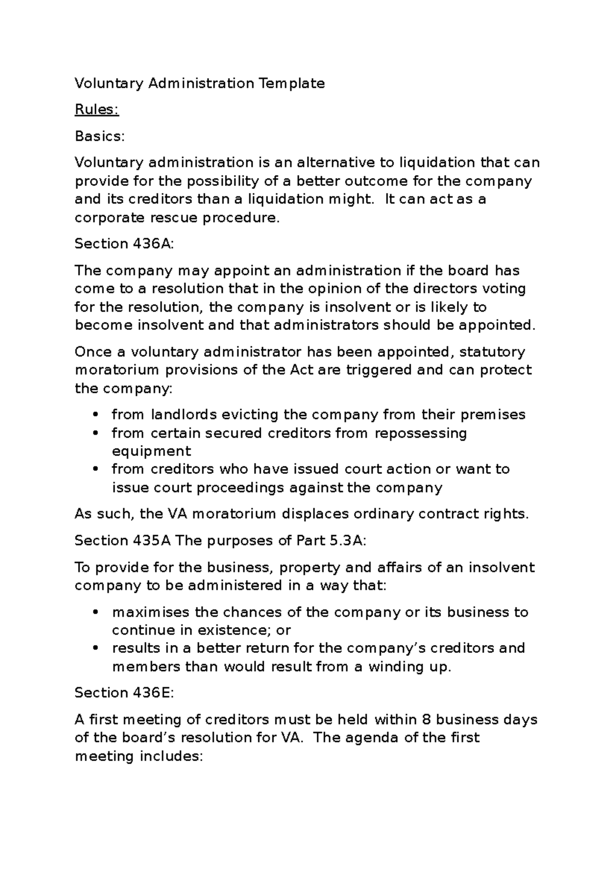 Voluntary Administration - It can act as a corporate rescue procedure ...