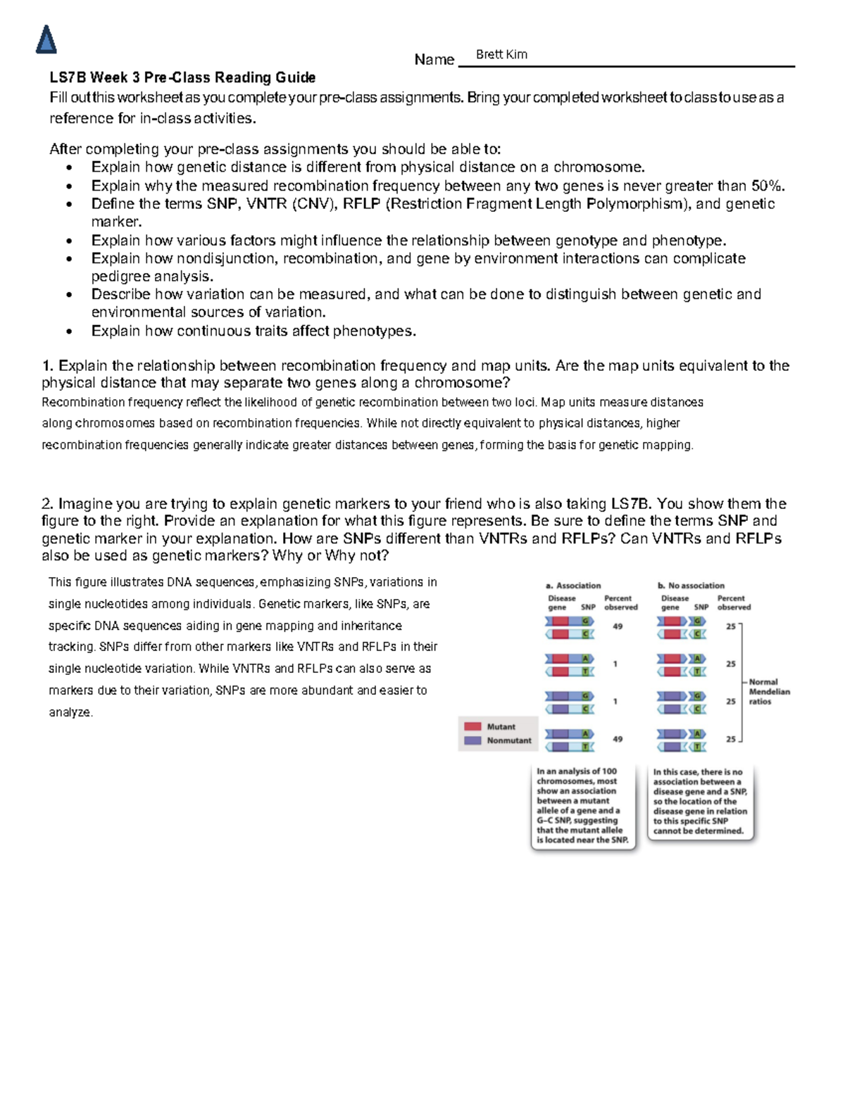 LS7B Week 3 Pre-Class Reading Guide - Name LS7B Week 3 Pre-Class Reading Guide Fill out this ...