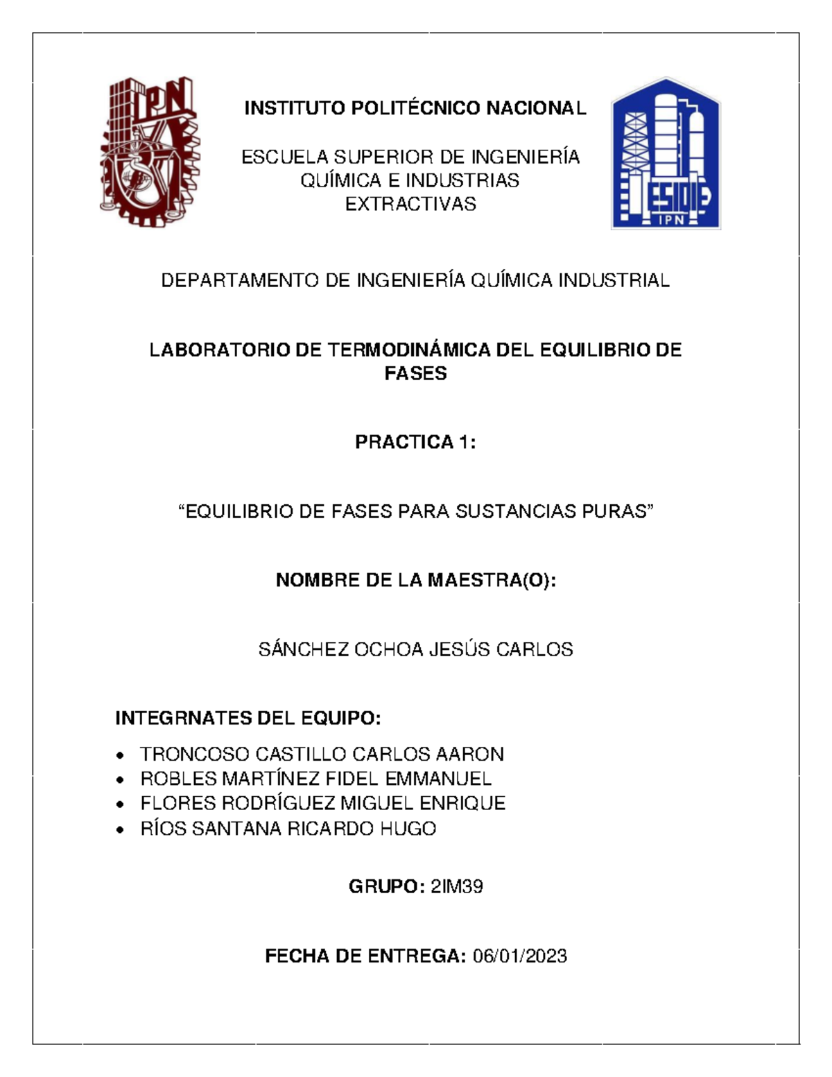 Práctica 1-2 - Practica de difusión molecular - INSTITUTO POLITÉCNICO ... Práctica 1-2 - Practica de difusión molecular - INSTITUTO POLITÉCNICO ...