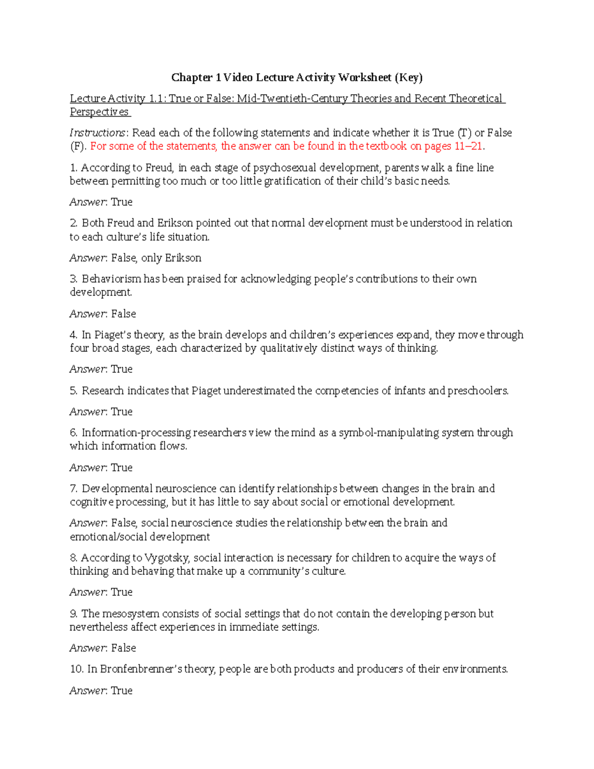 Chapter 1 Lecture Activities Worksheet - Chapter 1 Video Lecture ...