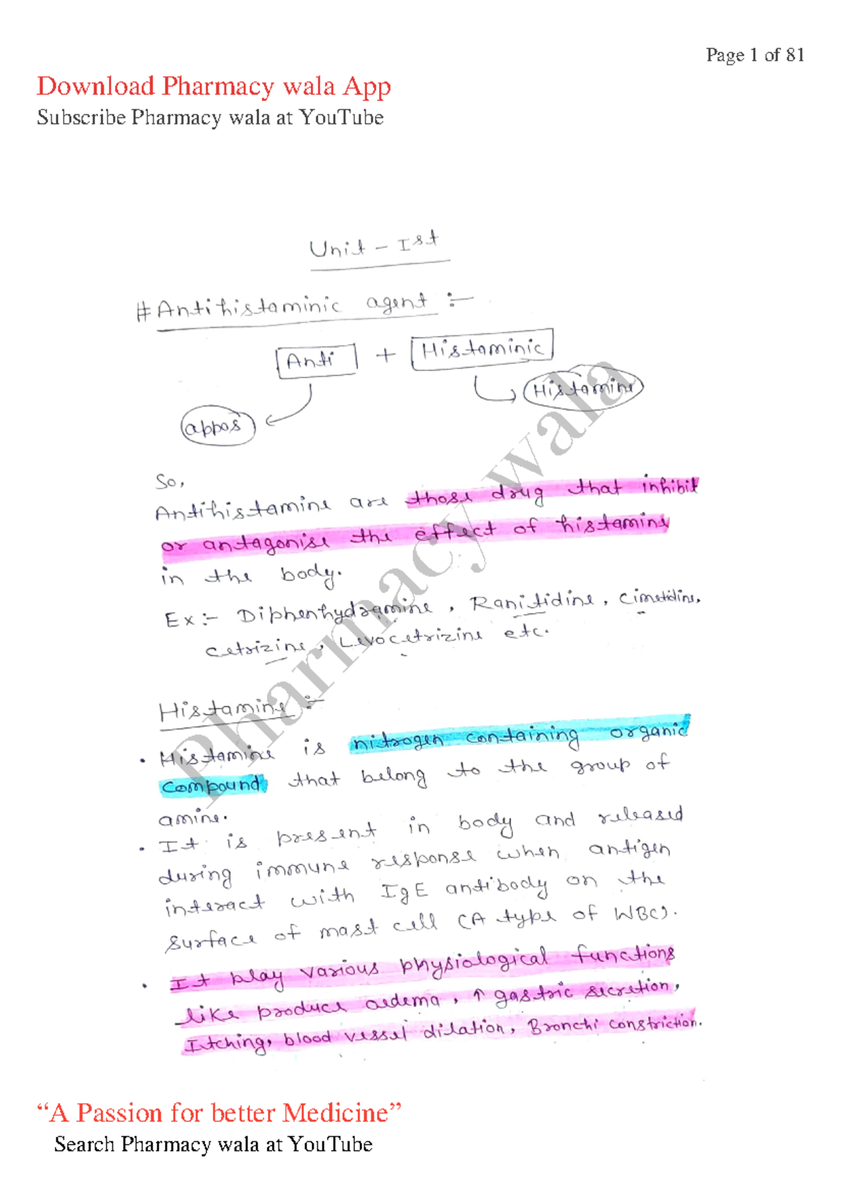 U-1। Medicinal chemistry 5th sem Handwritten notes। Shahruddin khan ...