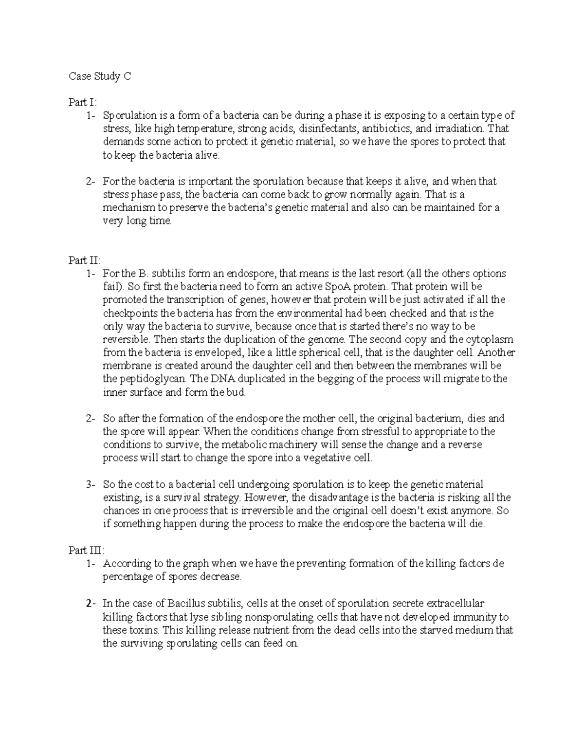 Case Study C - Assignments that had every week on Microbiology 233 as a ...