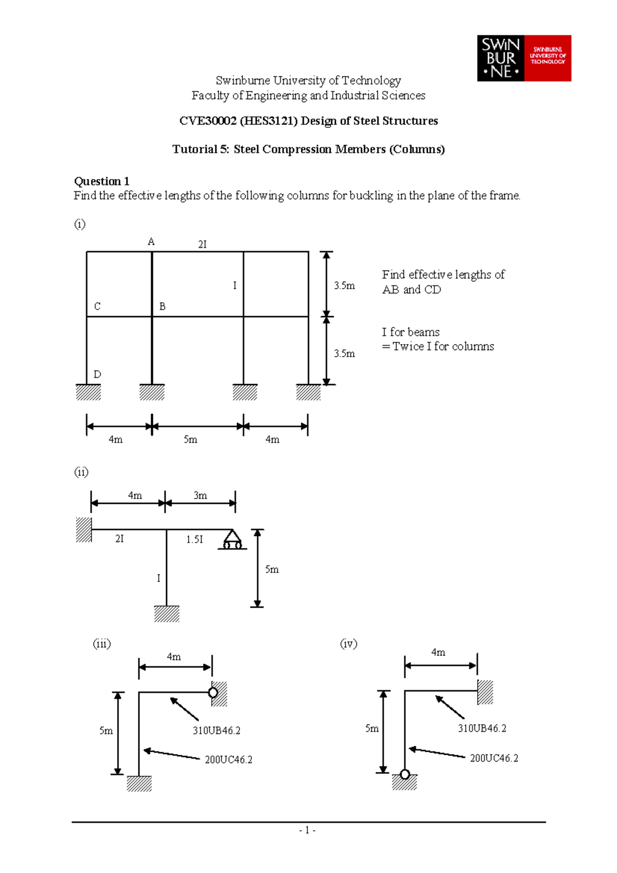 Design of Steel Structures - Tutorial 5 - Compression Members - 1 ...