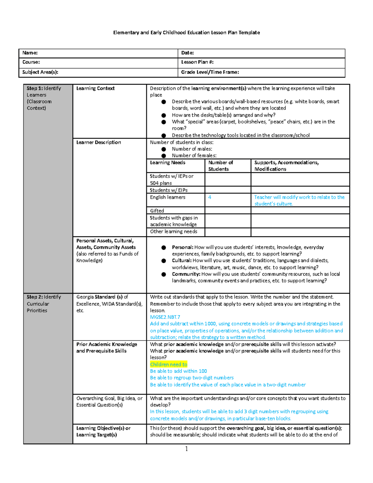 EECE 4408 Lesson Plan - Elementary and Early Childhood Education Lesson ...
