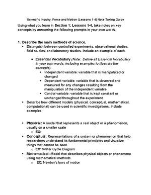 (#2) Section 1 Friction, Gravity, and Momentum Graphic Organizer ...