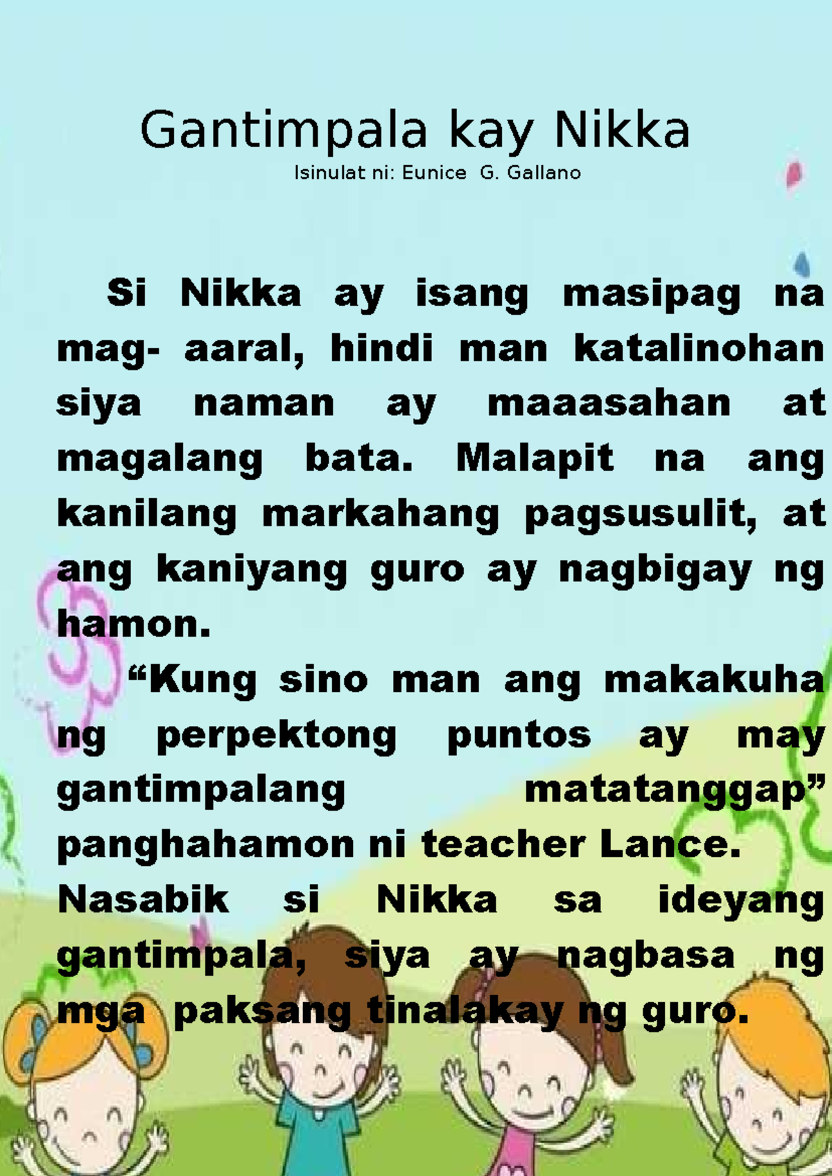 Gallanotarpaperl 4 pcs of bondpaper - Gantimpala kay Nikka Isinulat ni ...