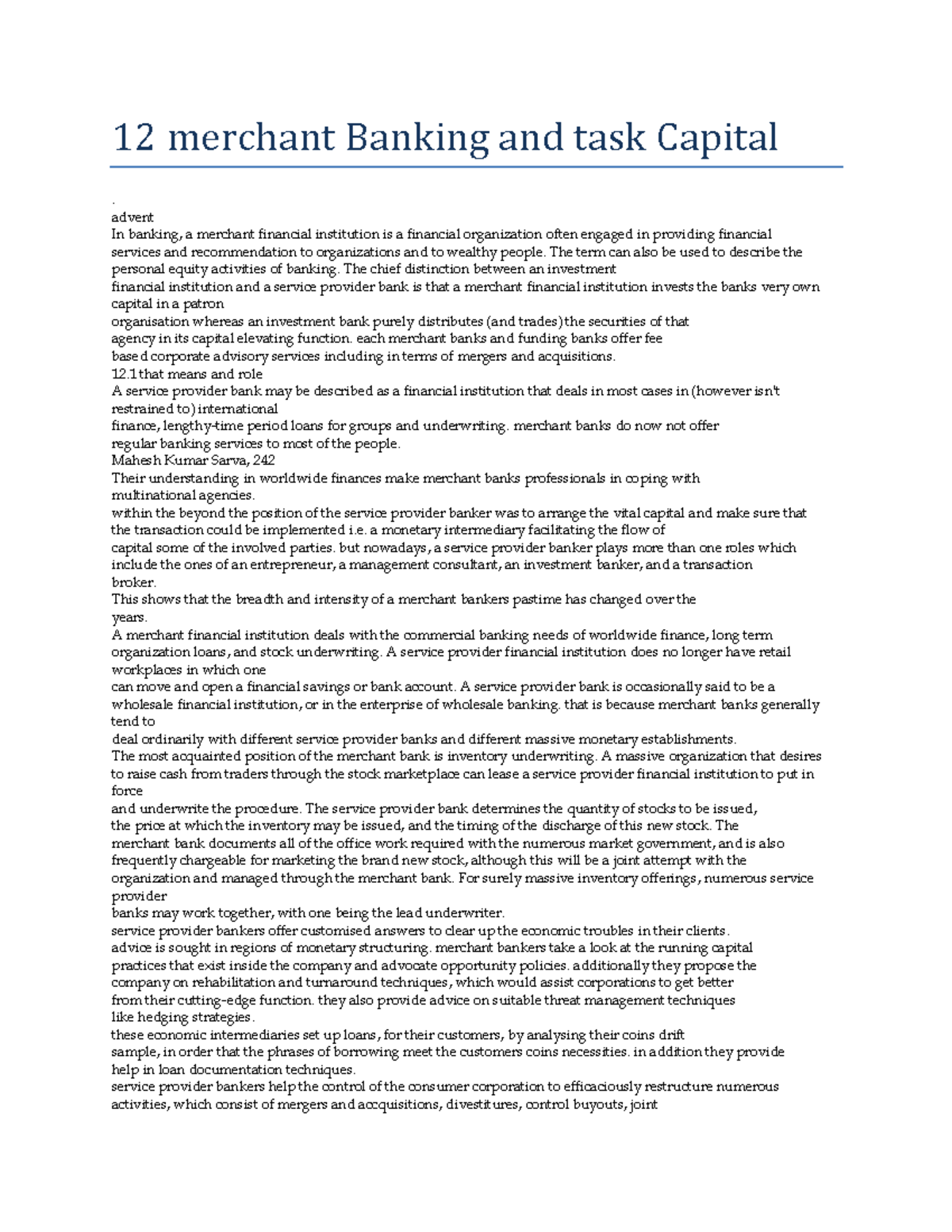 12 merchant Banking and task Capital - advent In banking, a merchant ...
