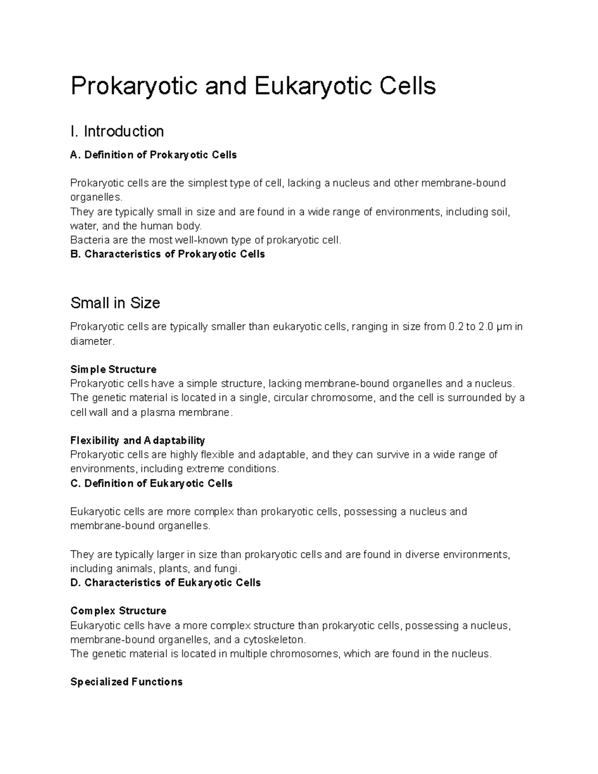 Microbiology (BIO-2010 ) Lecture 5 - Prokaryotic and Eukaryotic Cells ...