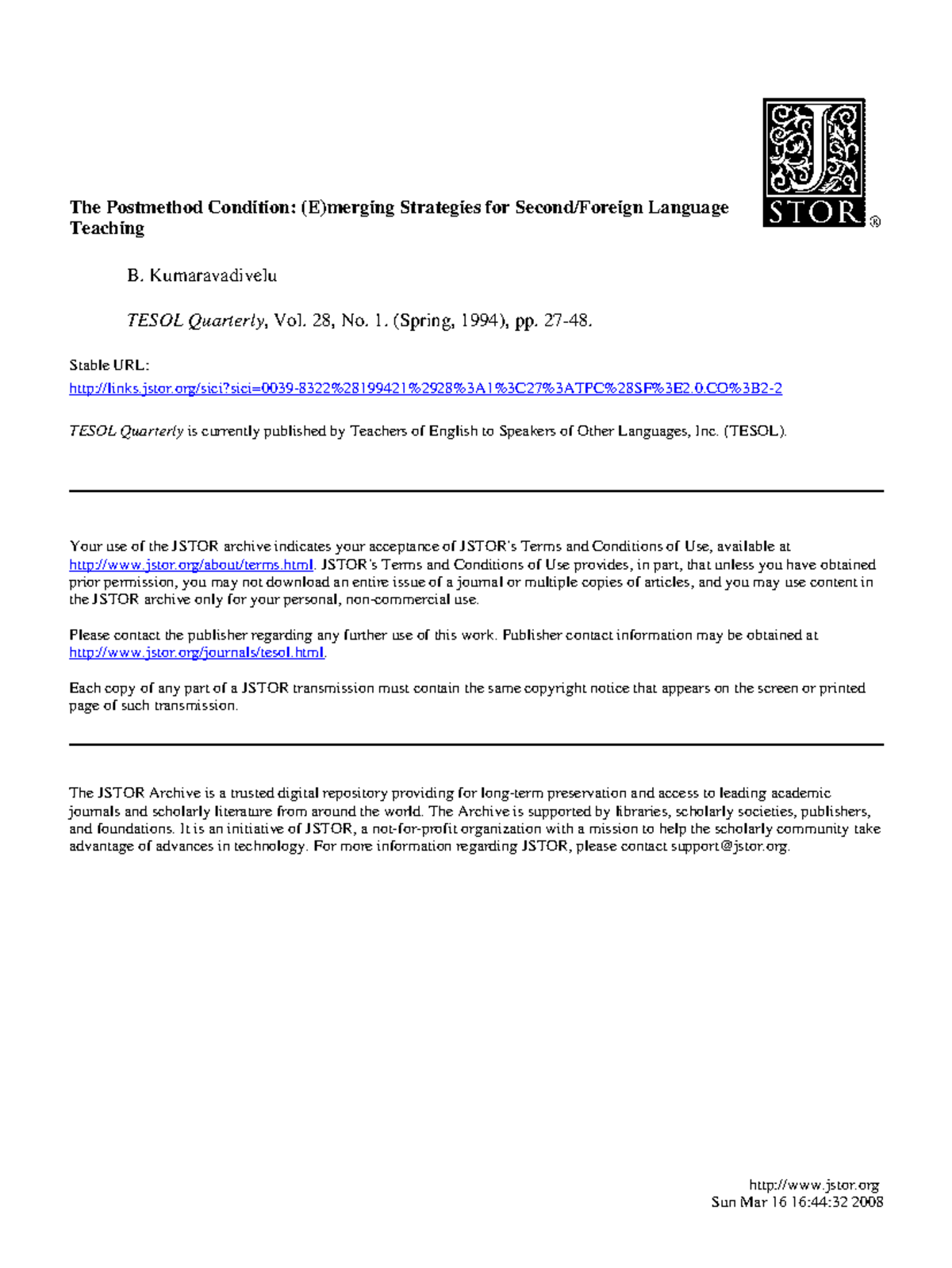 Article 2 - articulo de investigación - The Postmethod Condition: (E ...