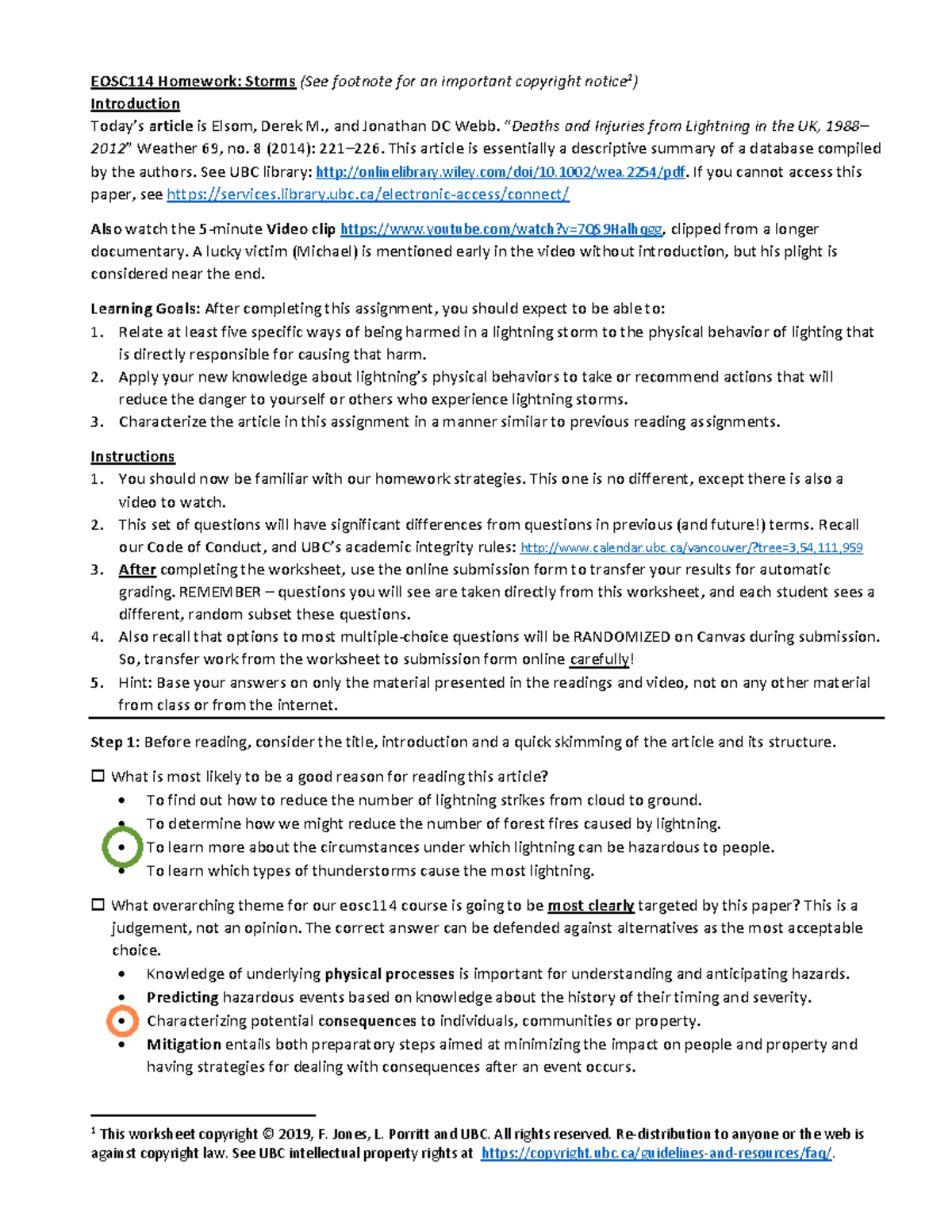 Storms research Workshett - EOSC114 Homework: Storms (See footnote for ...