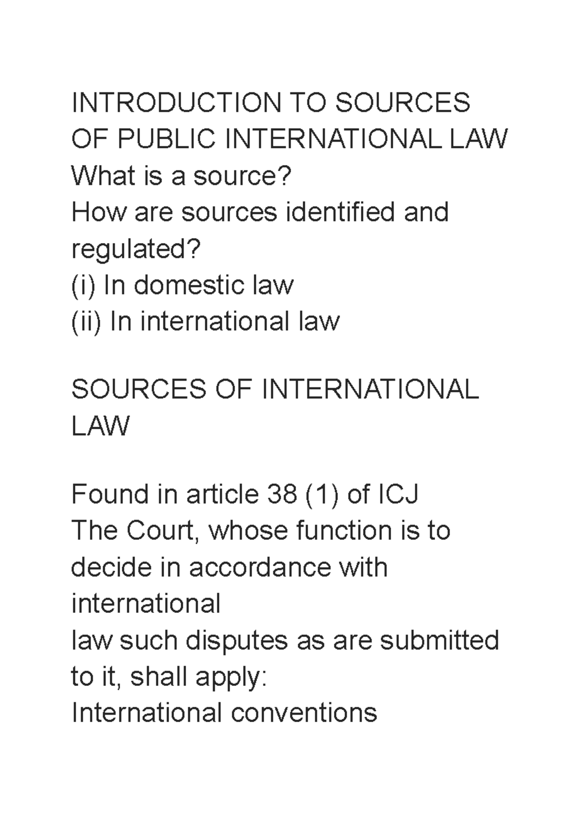 Introduction to Sources of public international law - INTRODUCTION TO ...
