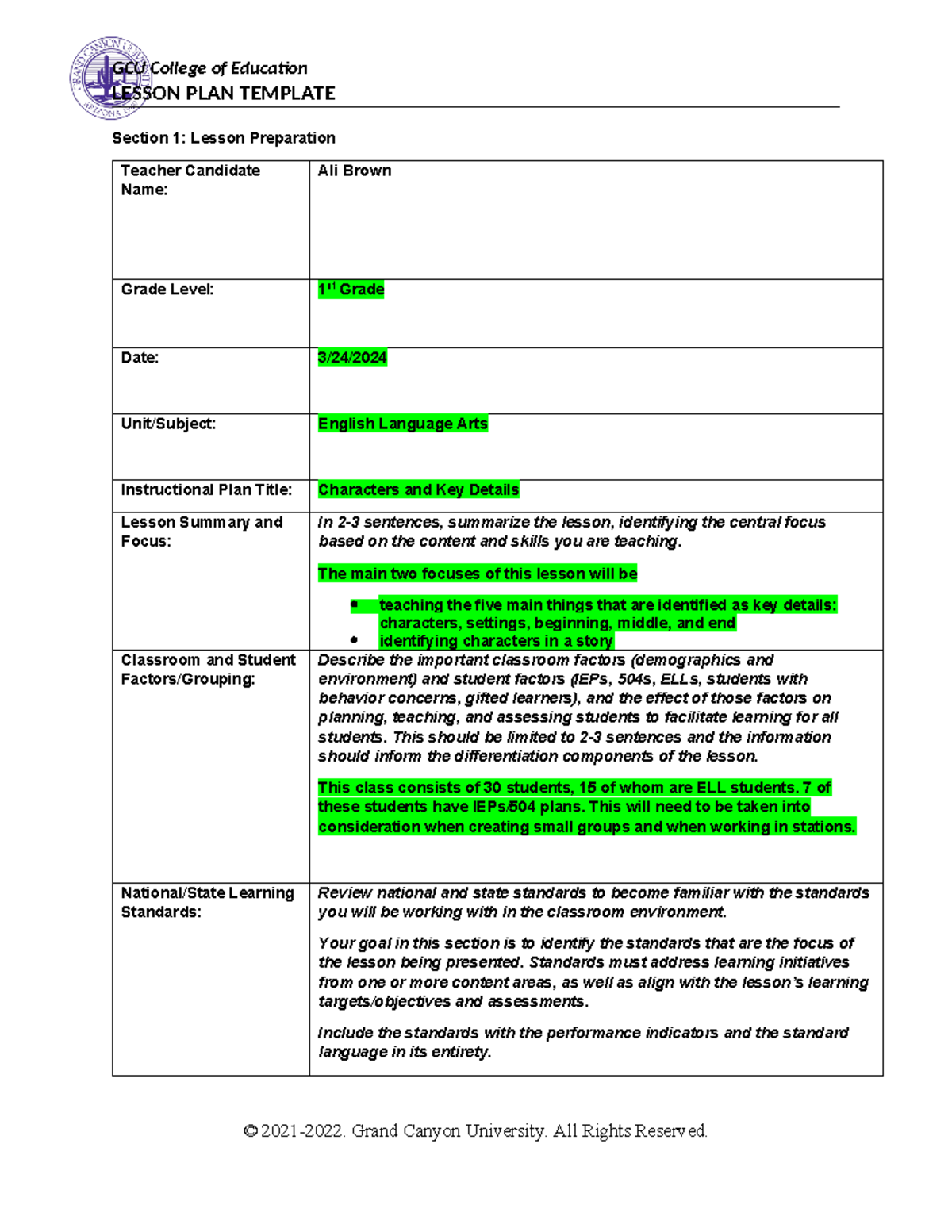 Topic 6 lesson plan - LESSON PLAN TEMPLATE Section 1: Lesson ...