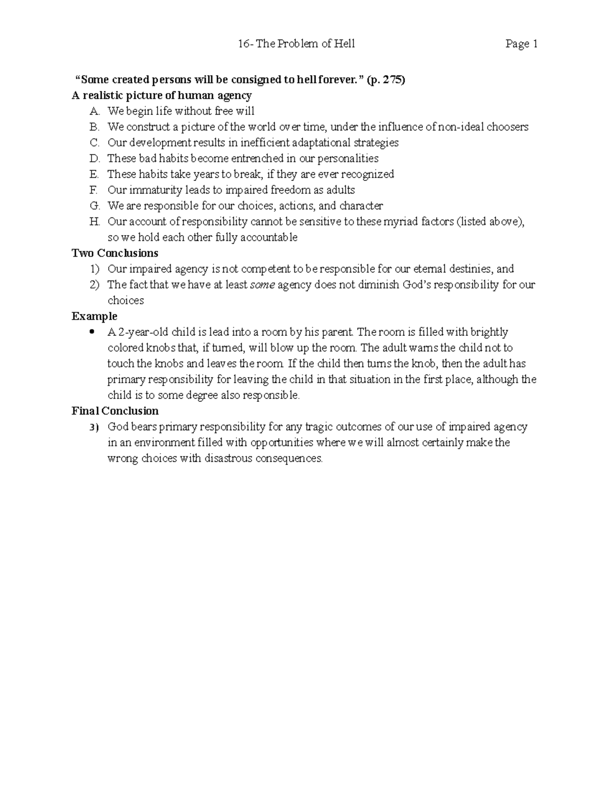 The Problem of Hell - 16- The Problem of Hell Page 1 “Some created ...