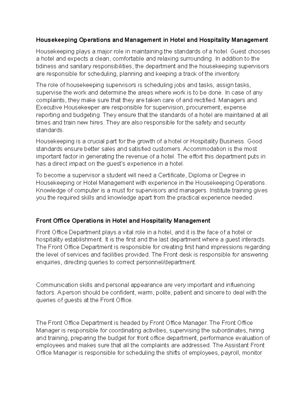 Housekeeping Operations and Management in Hotel and Hospitality ...