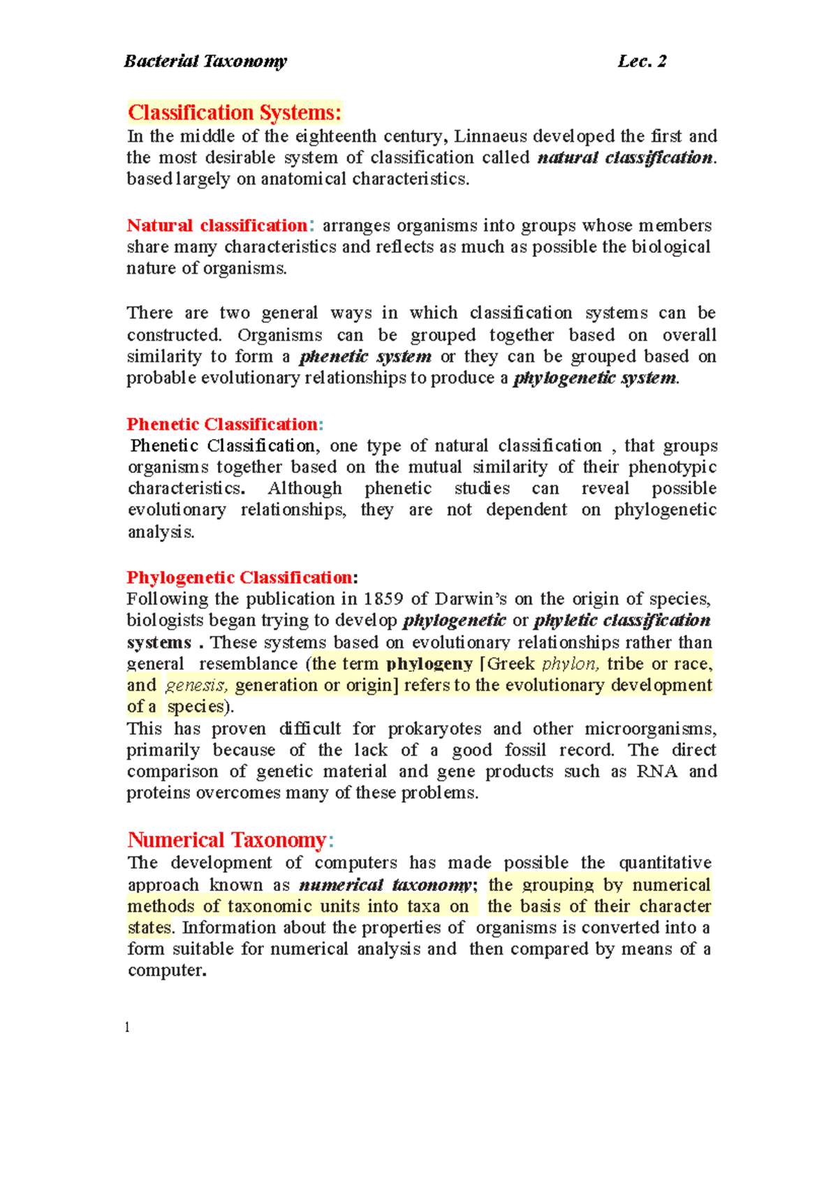 تصنيف بكتريا نظري م 2 - Bacterial Taxonomy Lec. 2 Classification Systems: In the middle of the ...