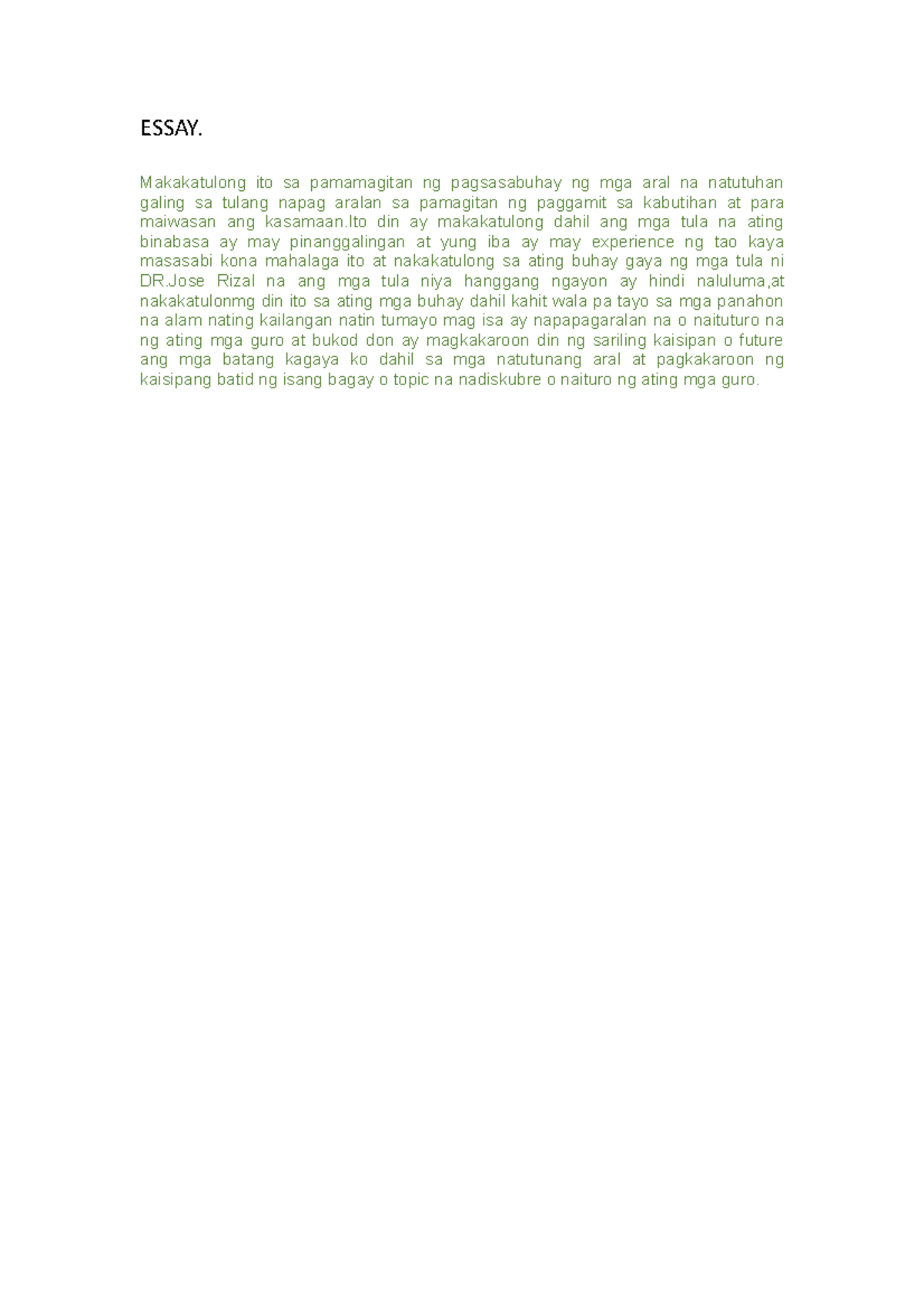 Essay - for reference - ESSAY. Makakatulong ito sa pamamagitan ng ...