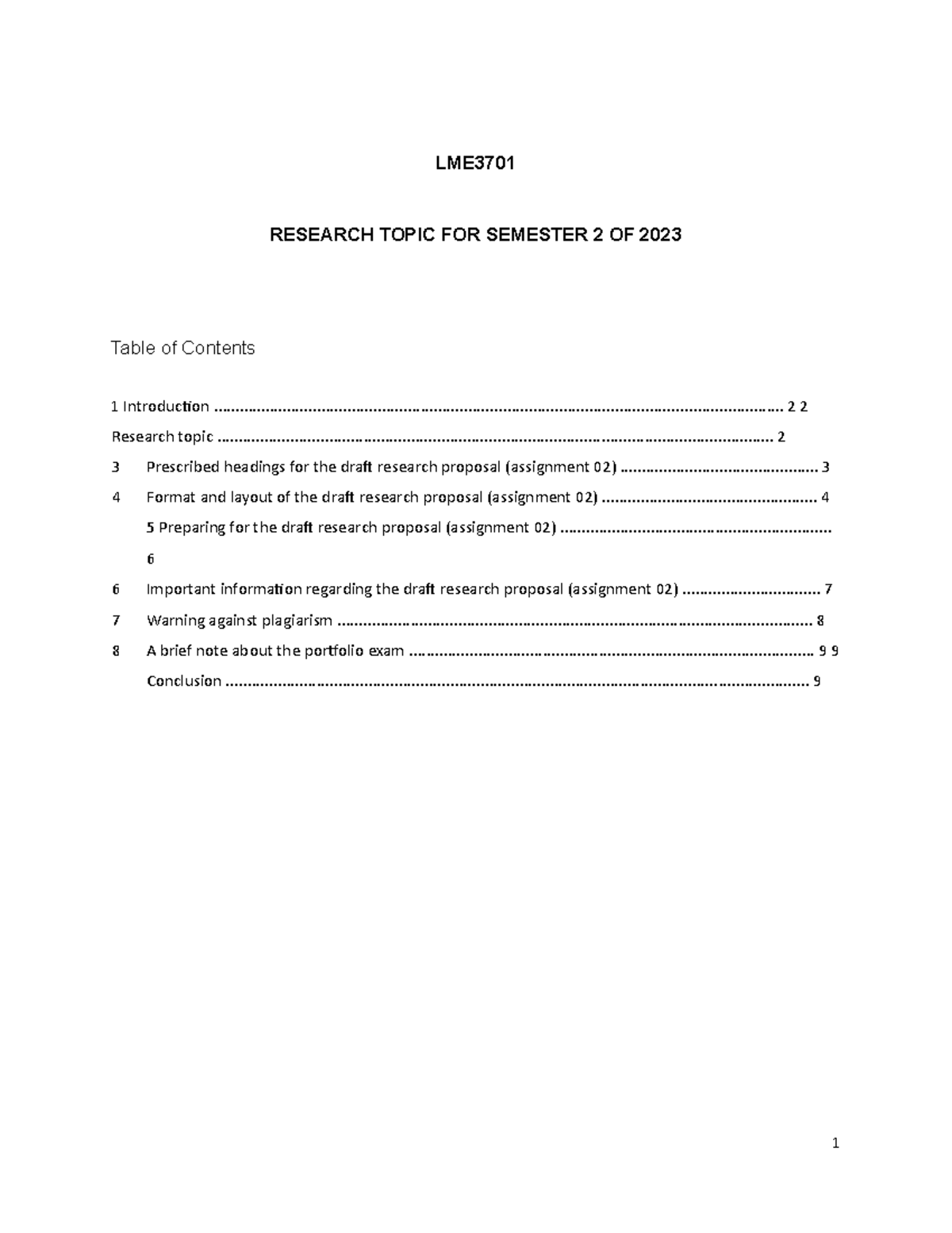 Assignment 02 Research Proposal Topic - Table of Contents - LME ...