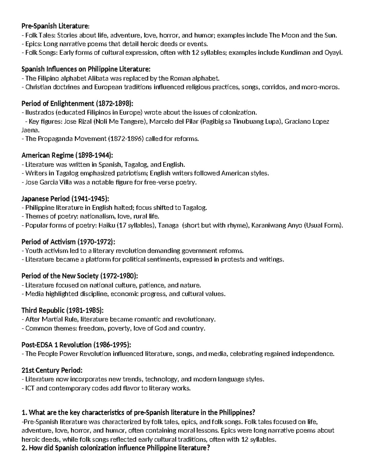 21ST- Century- Reviewer - Pre-Spanish Literature: Folk Tales: Stories ...