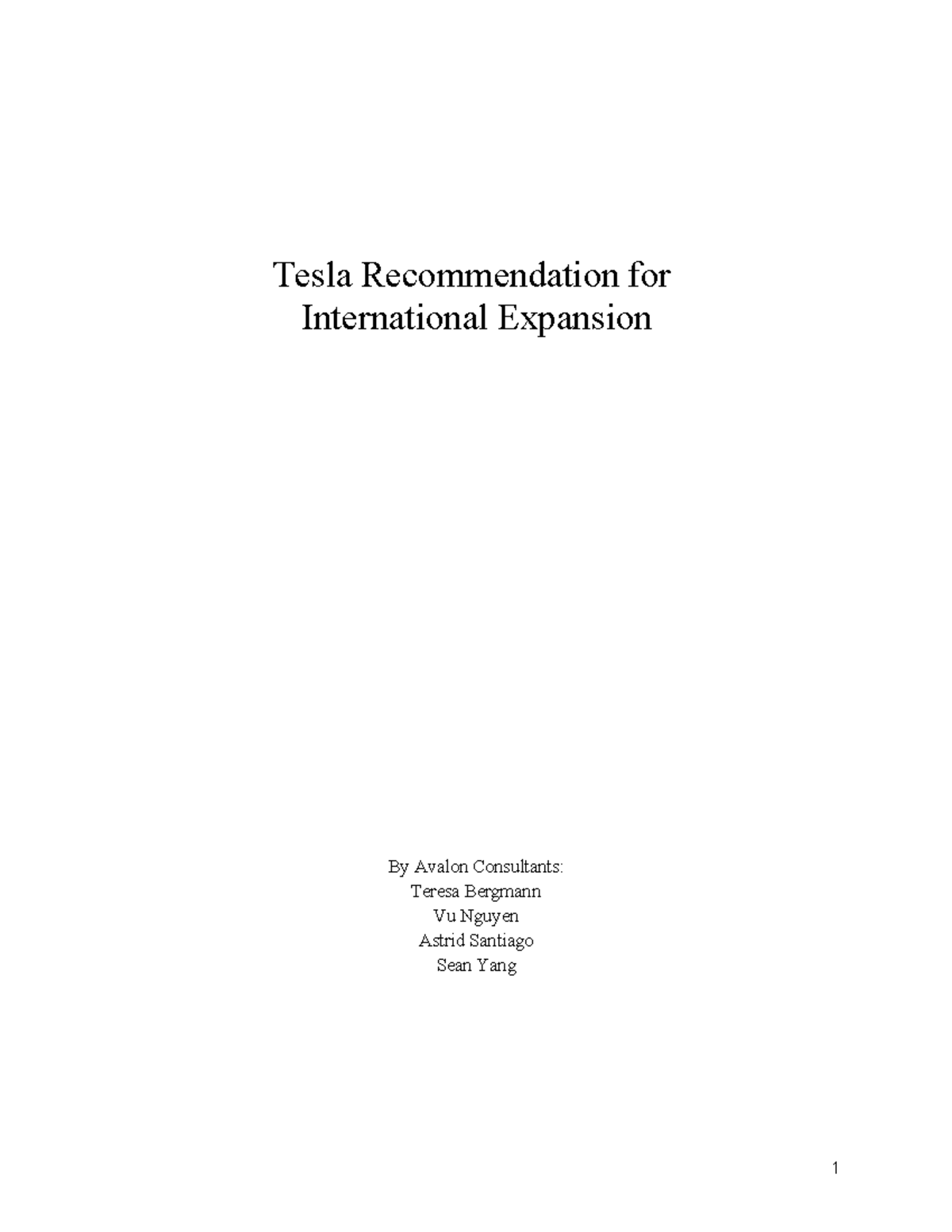98132598 Tesla Motors Expansion Strategy - Tesla Recommendation for ...
