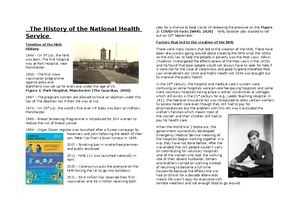 Unit 6 history of the NHS - History of the NHS Factors that lead to the ...