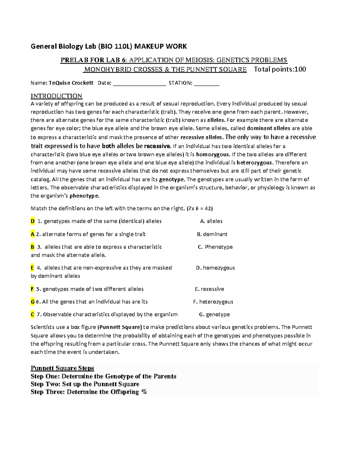 BIO+110L+Prelab+6 - General Biology Lab (BIO 110L) MAKEUP WORK PRELAB ...