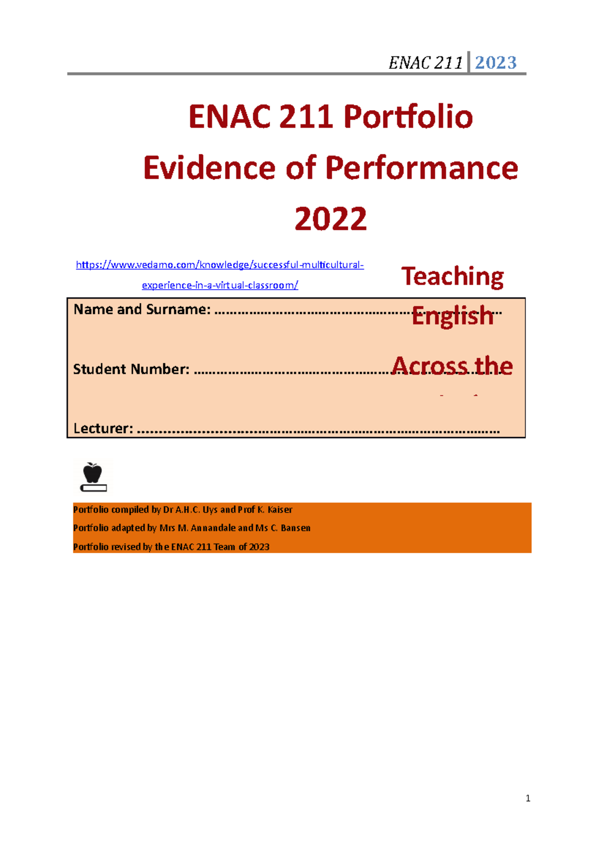 ENAC 211 2023 EP SU1 - Rubric - vedamo/knowledge/successful ...