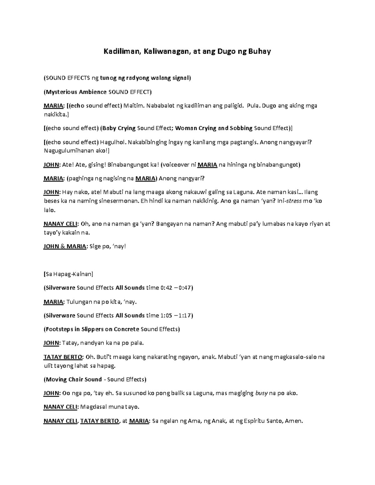 I LS Script Group II ABM102 - Kadiliman, Kaliwanagan, at ang Dugo ng ...