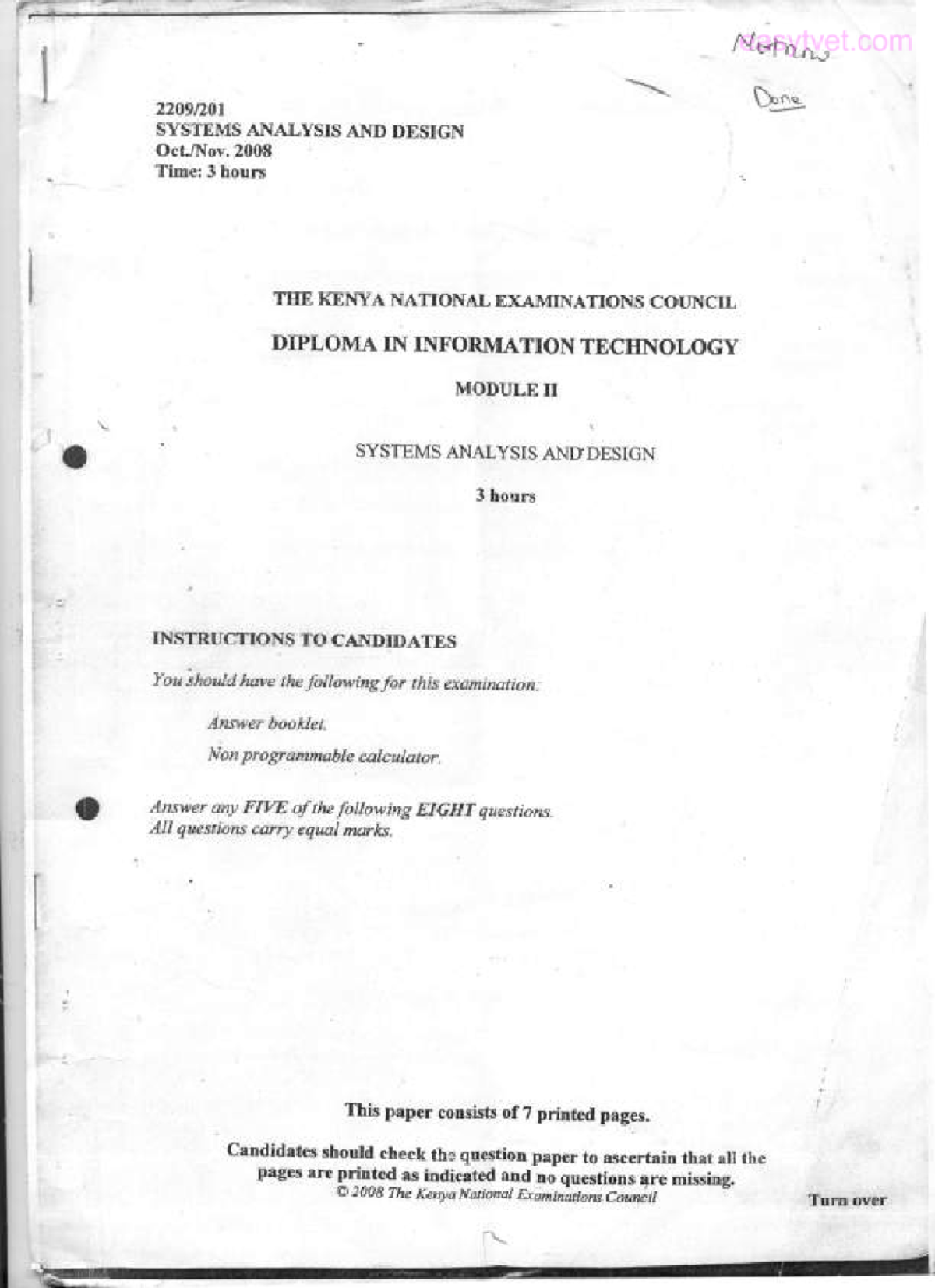 2008 nov SAD - USED FO REVISION - Introduction to ict - Studocu