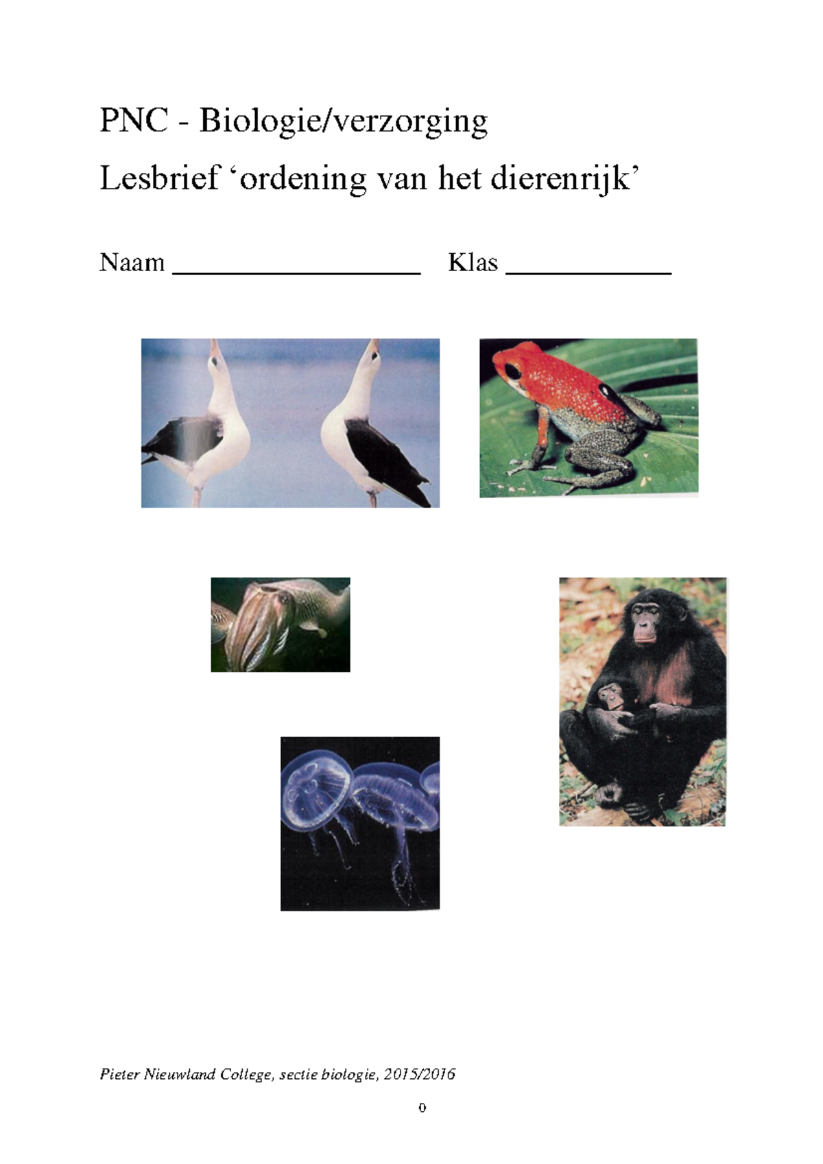 Ordening Lesbrief leerjaar 3 - 2015 - PNC - Biologie/verzorging ...