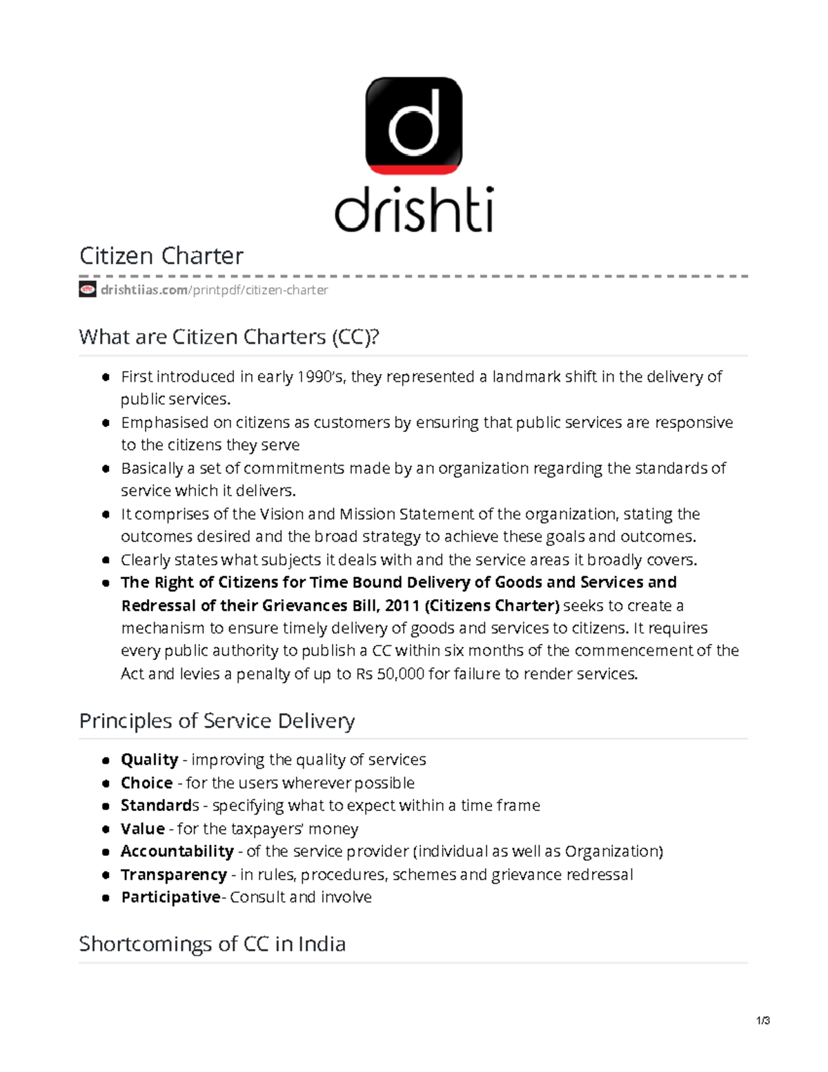 Citizen-charter - citizen charter - Citizen Charter drishtiias/printpdf ...