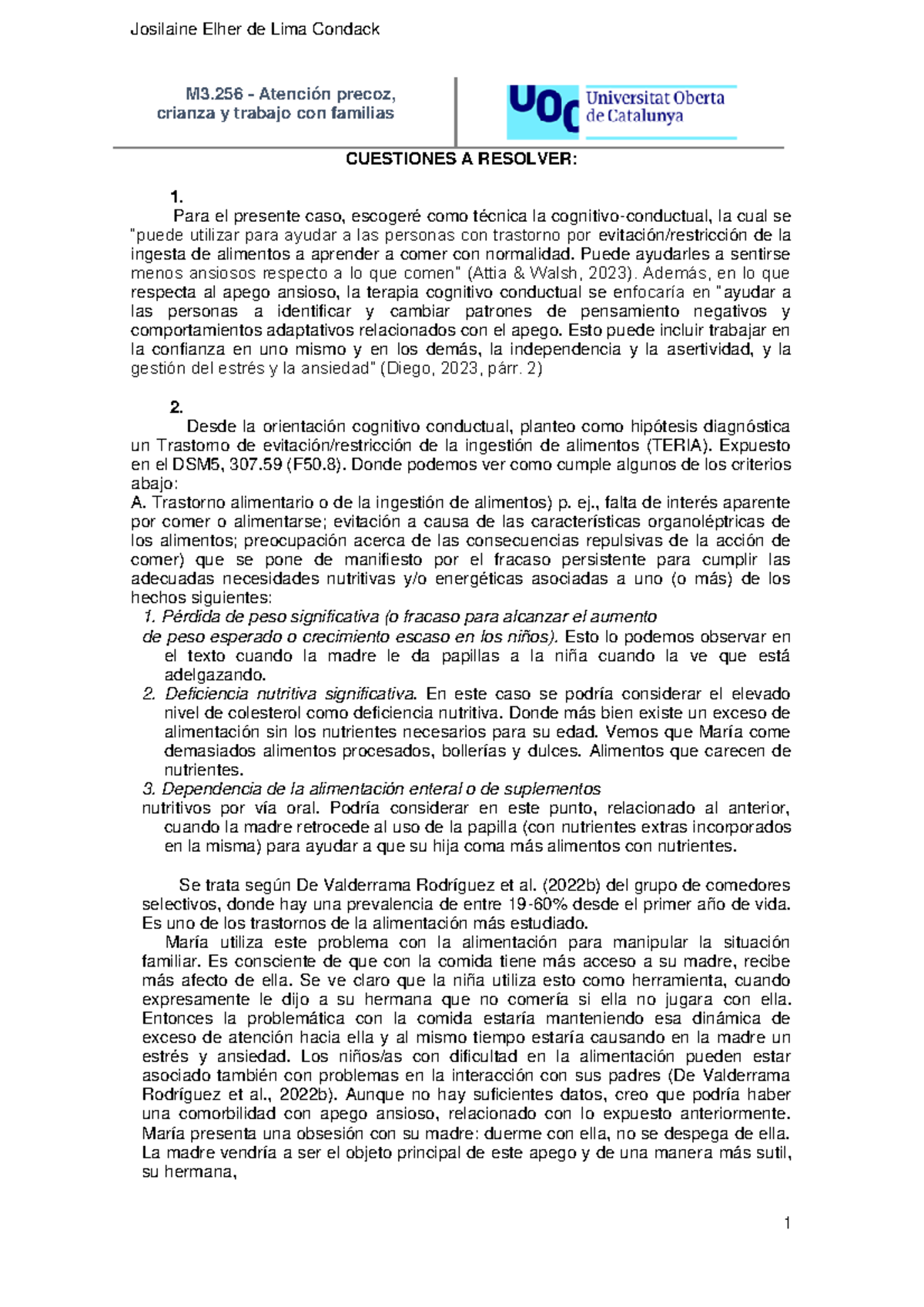 Elher de lima condack Reto1 - M3 - Atención precoz, crianza y trabajo ...