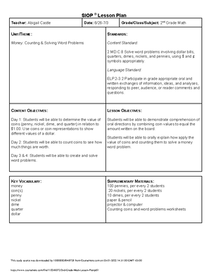 Direct Instruction Lesson Plan Template: Place Value Math Lesson for ...