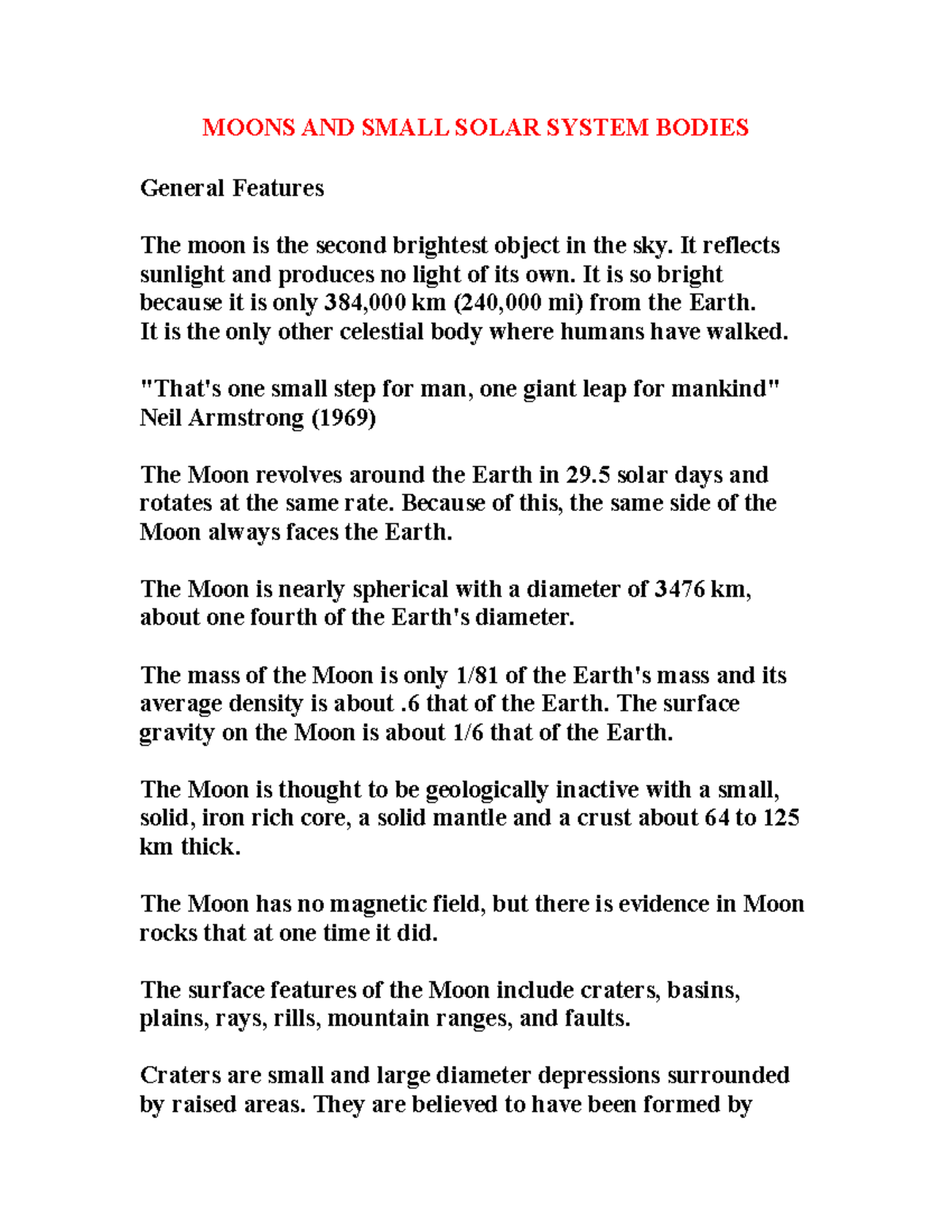 Ch17 Moon and small solar system bodies - MOONS AND SMALL SOLAR SYSTEM ...