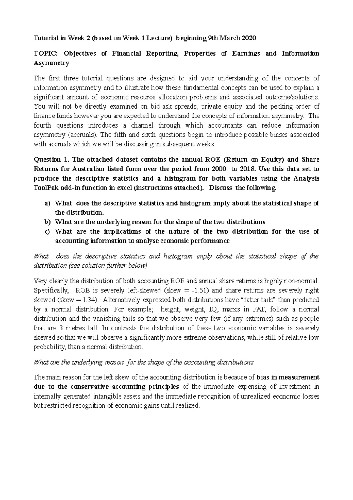 FAT Tutorial 1 solutions - Tutorial in Week 2 (based on Week 1 Lecture) beginning 9th March 2020 ...