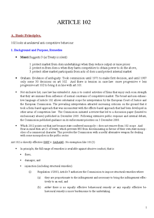 Article 102 TFEU - Article 102 TFEU Previously art. 81 EC Criteria ...