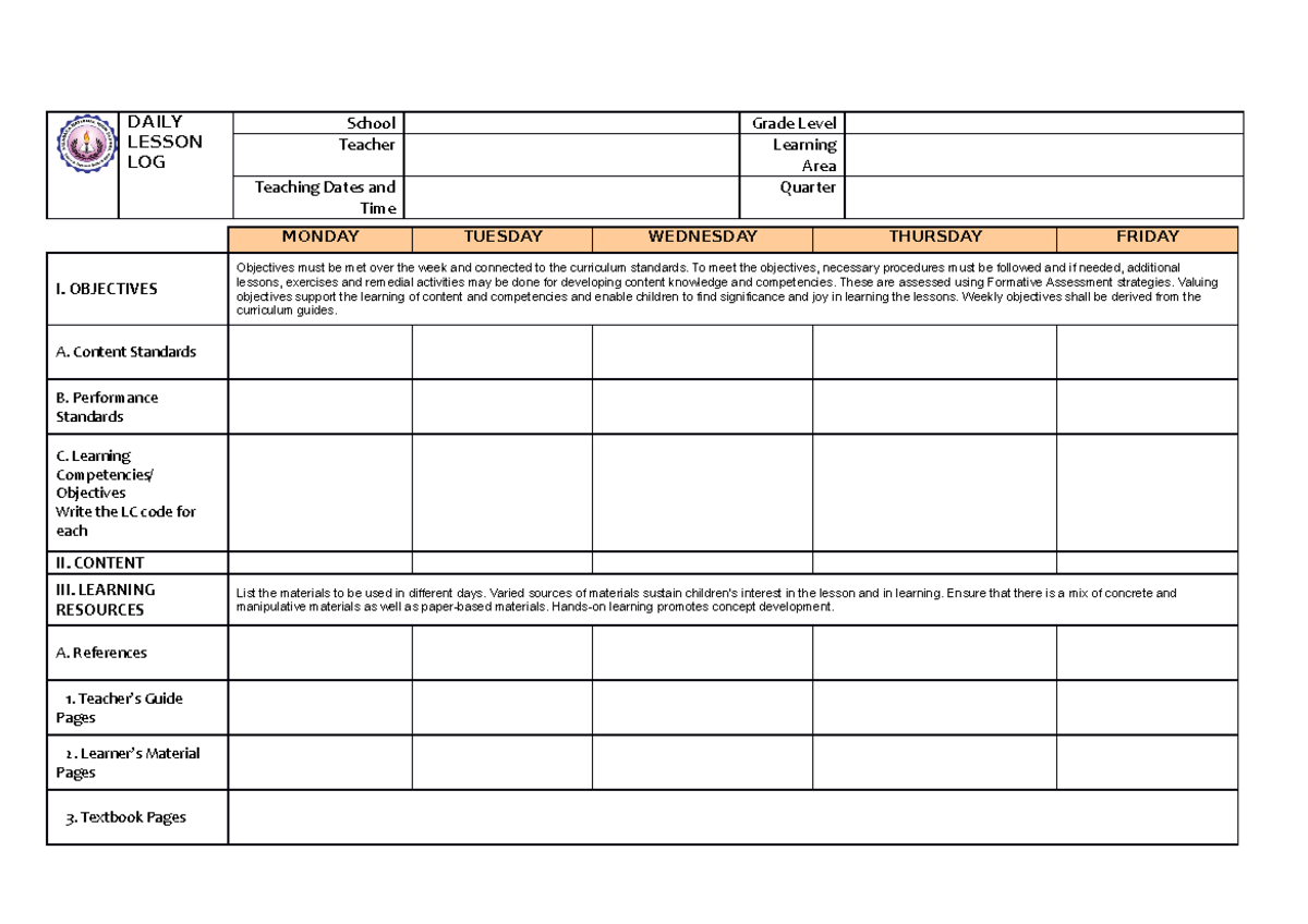 DLL Template - Copy - DAILY LESSON LOG School Grade Level Teacher ...