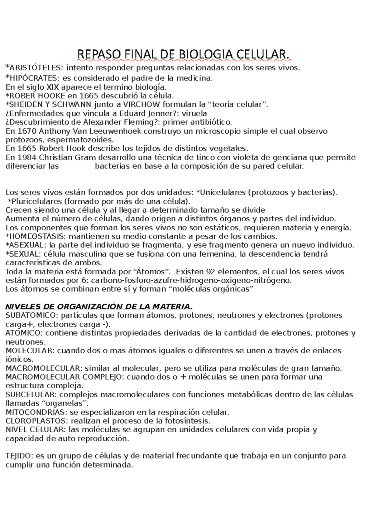 Repaso Final de Biologia Celular 2020/2021 catedra Capitelli - REPASO ...