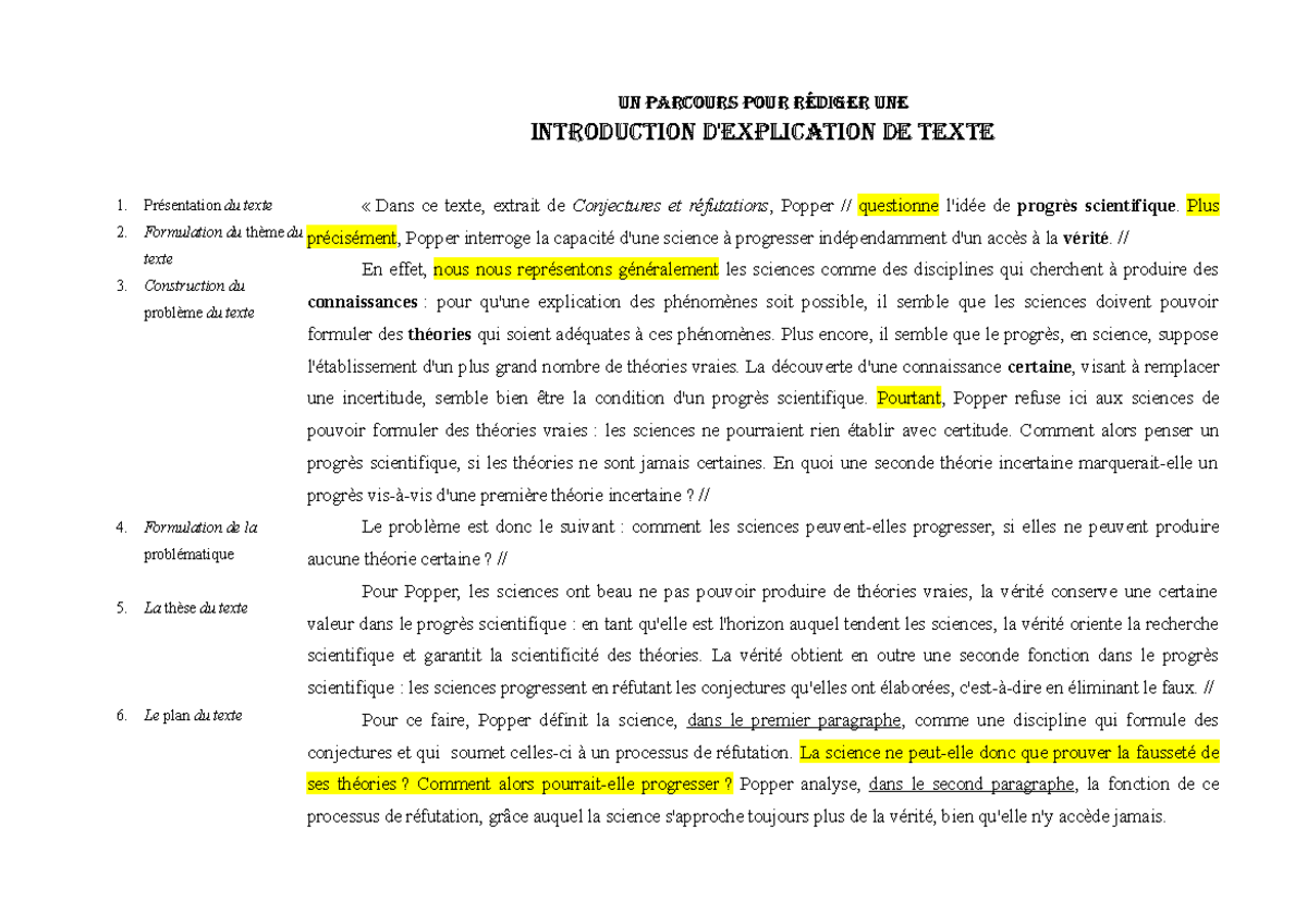1. Méthodologie - explication de texte (introduction) - 1. Présentation ...