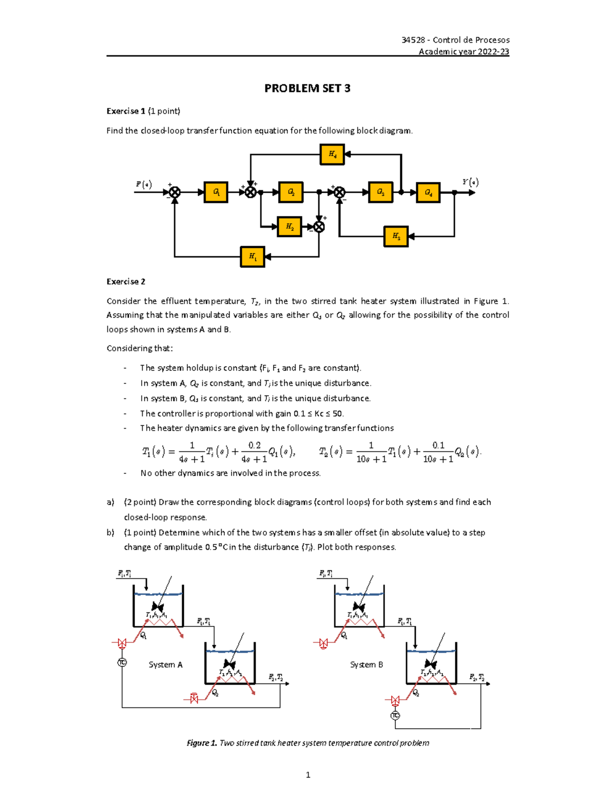 Problem set 3 2022-23 - Apuntes - 34528 ‐ Control de Procesos Academic ...