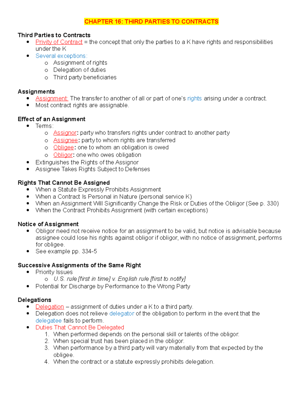 Chapter 16 - Prof. Pleasant - CHAPTER 16: THIRD PARTIES TO CONTRACTS ...