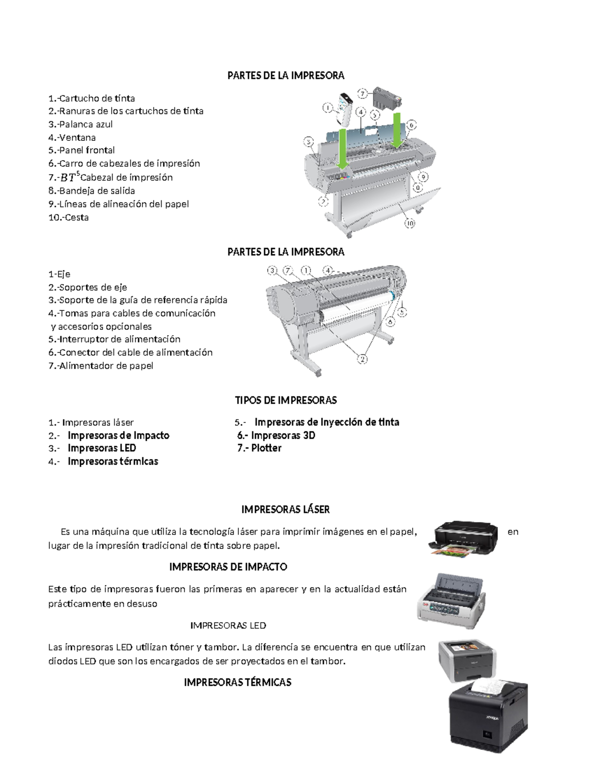 Partes DE LA Impresora - PARTES DE LA IMPRESORA 1.-Cartucho de tinta 2 ...