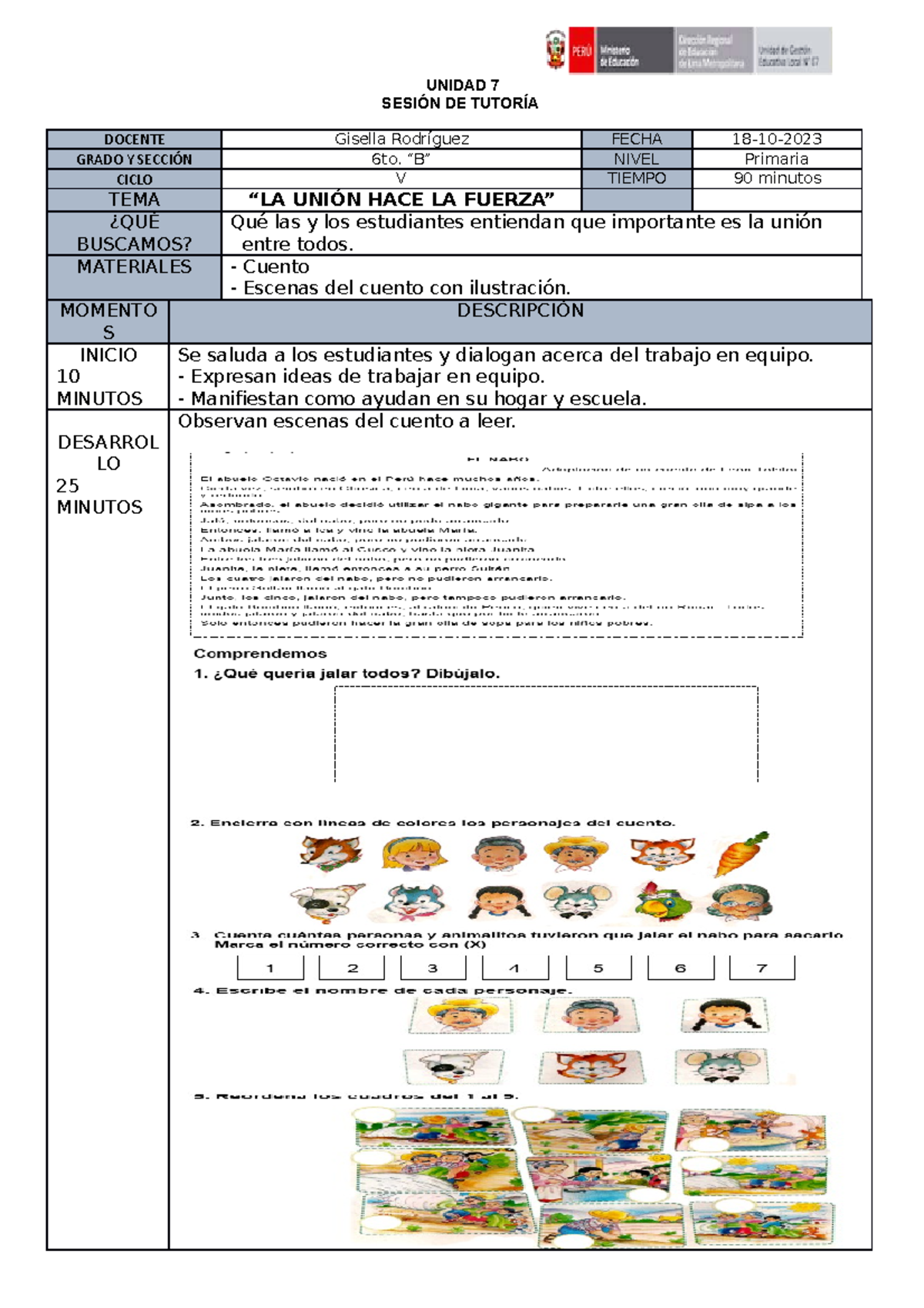 Tutoria 18-10 - copia - m nlknlknmlkmlklknkn - UNIDAD 7 SESIÓN DE ...